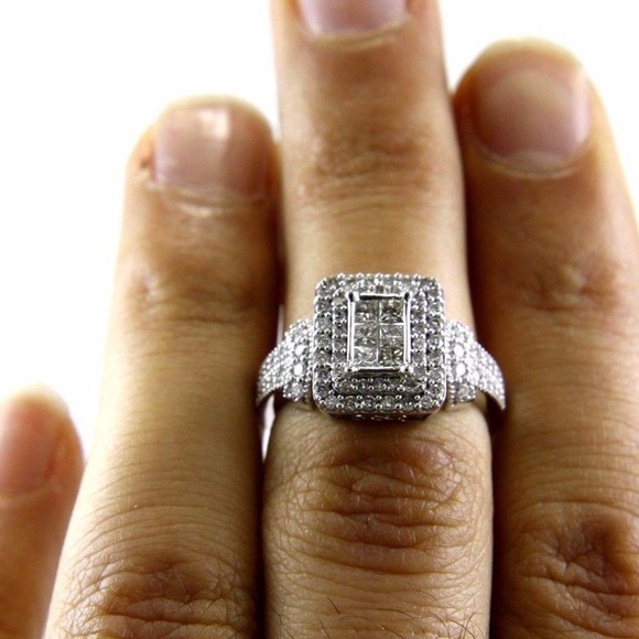 Jewelry | Princess Cut Diamond Invisible Ring 14k Wg 11ct | Poshmark